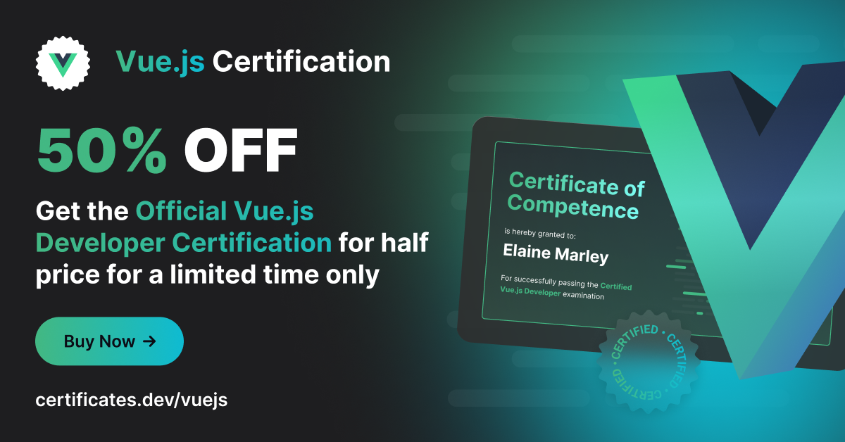 Official Vue.js Certification | Created with Vuejs.org