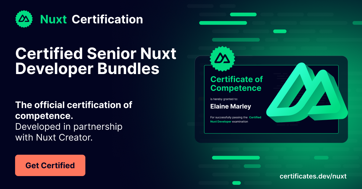Official Nuxt Certification | Created with Nuxt.com